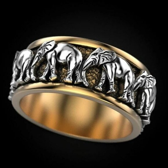 Jewelry | March Of The Elephants Two Tone Retro Animal Ring | Poshmark